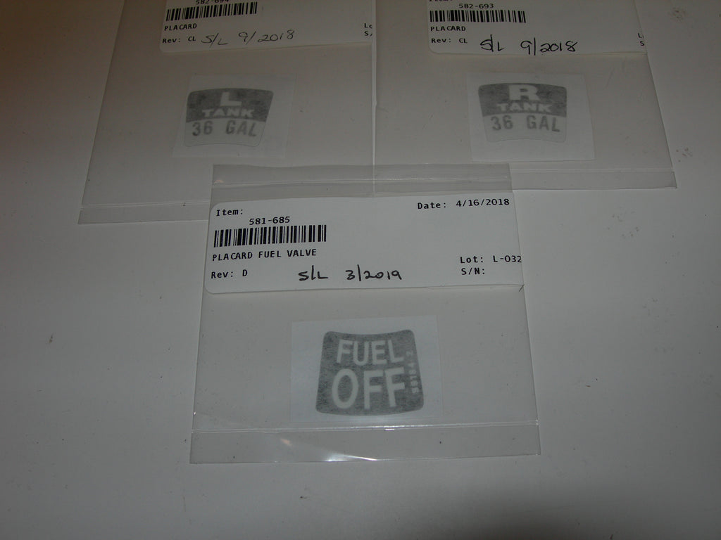 AirWard Piper PA28 Fuel Tank Selector Placards - Kit C – AirWard, Inc